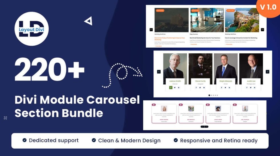 Team Carousel Section Bundle | Layout Divi | Divi Layouts and Divi Sections