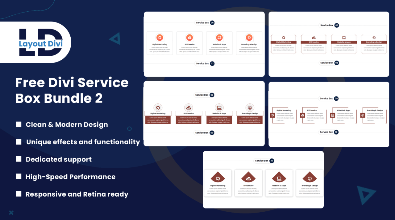 Free Divi Service Box Layout Pack | Divi Layouts