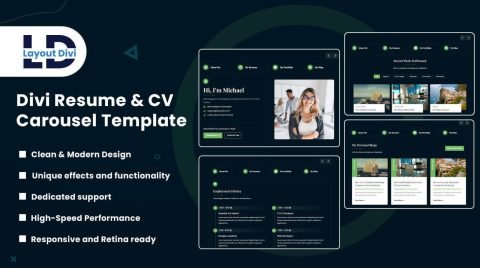 Divi Personal Portfolio Carousel Layout Pack | Divi Layouts