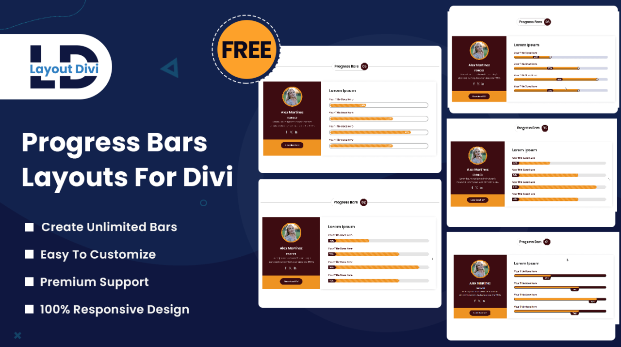 Get a FREE Progress Bars Layout Pack For Divi | Layout Divi