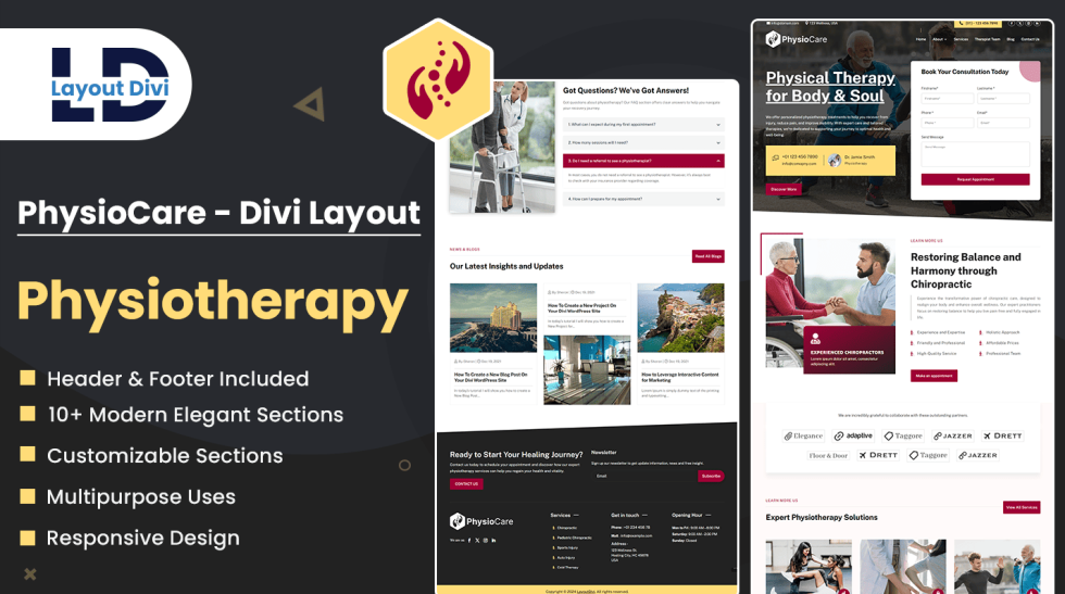 PhysioCare | Physiotherapy Divi Layout Pack | Divi Layouts | The Divi Marketplace