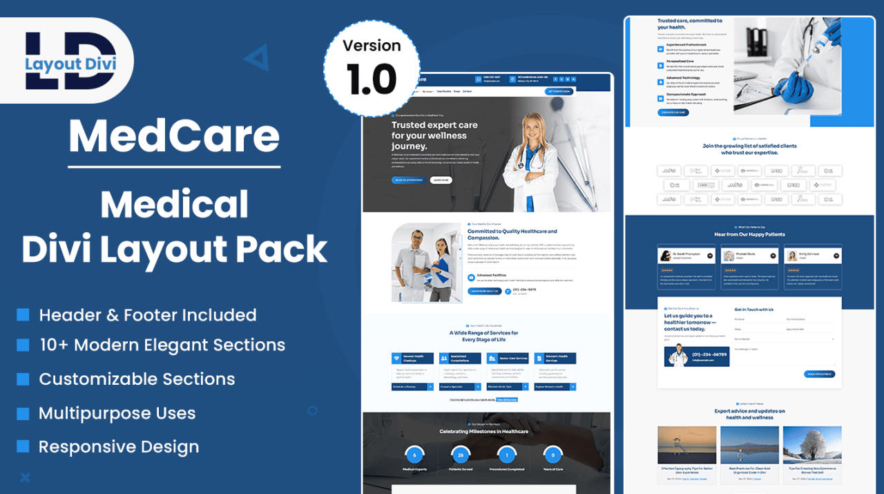 MedCare | Medical & Health Divi Layout Pack | Divi Layouts | The Divi ...