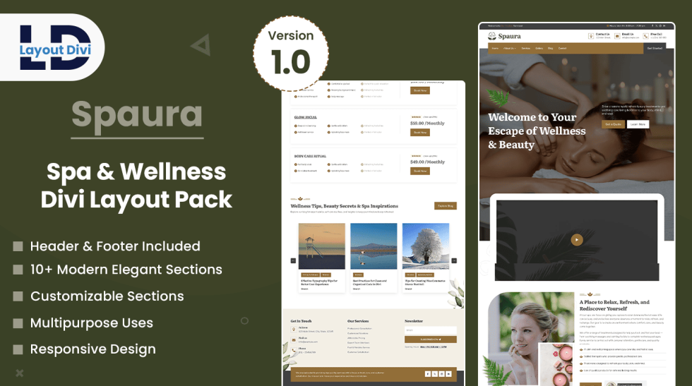 Spaura | Spa & Wellness Divi Layout Pack | Divi Layouts | The Divi ...